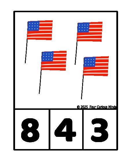 Patriotic Number Clip Cards - Four Curious Minds